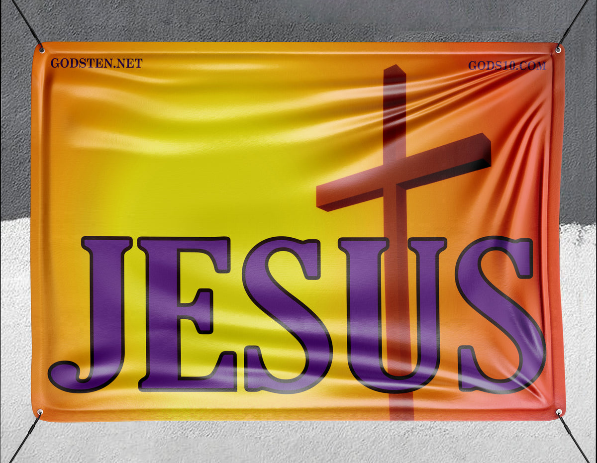 Jesus Purple With Cross - Banner – G10, LLC